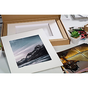 Mat Board Center, 25 Pack of Black Pre-Cut Mat Board 16x20 Picture Mat for 11x14 Photo with White Core Bevel Cut Mattes Sets. Includes 25 Acid Free Mats & 25 Backing Board & 25 Clear Bags