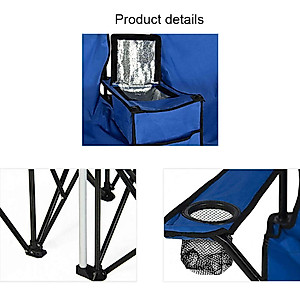 Double Folding Picnic Chairs with Umbrella Mini Table Beverage Holder Carrying Bag Table Cooler Beach Camping Chair for Beach Patio Pool Park Outdoor Portable Camping