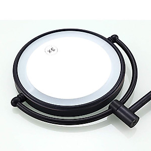 KONGZIR Cosmetic Vanity Mirror Black 8-inch LED Makeup Mirror USB Charging with Light Telescopic Mirror 3X Magnification Wall-Mounted Wall Mirror Bathroom