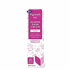 Hyland's Naturals Baby Diaper Rash Cream, Soothe, Treat & Prevent Diaper Rash, With Zinc Oxide, Organic Calendula, Aloe, & Chamomile, Safe & Gentle, Pediatrician Tested, 3 Oz.