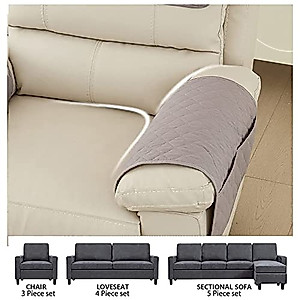 EXTLEZSA Sofa Armrest Cover,1/2/3 Seater Sofa Headrest Slipcovers Nonslip Armchair Cover Quilted Water Proof Furniture Protector for Recliner Leather Sofa Couch (Light Gray,1 Seat Recliner 3 pc)