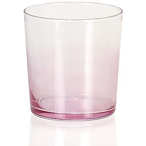 Red Co. Set of 6 Clear 11.75 Oz Rocks Lowball Glasses with Fading Multicolor Bases