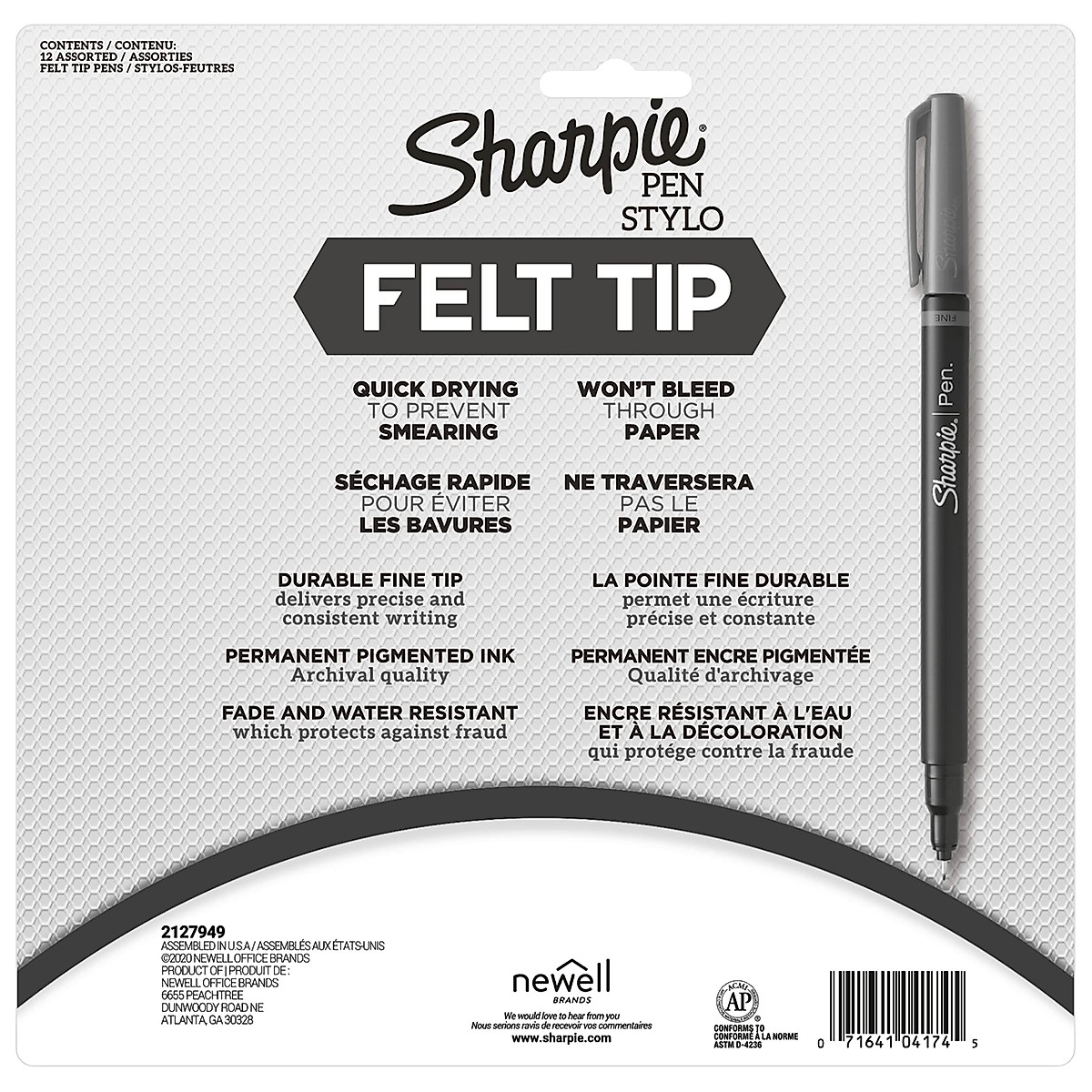 SHARPIE Pens, Fine Point (0.4mm), Assorted Colors, 12 Count