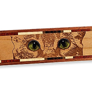 Cat Eyes, Engraved and Colorized Wooden Bookmark with Suede Tassel - Made in USA - Also Available Personalized