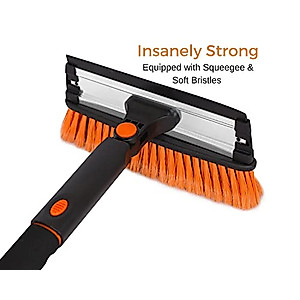 BIRDROCK HOME 39" Extendable Snow Brush with Detachable Ice Scraper for Car | 11" Wide Squeegee & Bristle Head | Size: Car & SUV | Lightweight Aluminum Body with Ergonomic Grip | Windshield Paint Safe