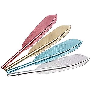 PENTA ANGEL Feather Pens 4Pcs Creative Rollerball Pens Artificial Wing Feather Ballpoint Gel Ink Pens Gift Set for Office School Teachers Students Stationary Supplies, Black Ink