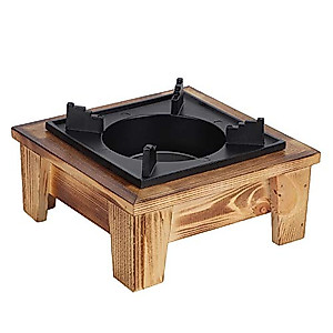 BHDD Barbecue Stove, Portable Tabletop Korean BBQ Grill Camp Griddle Hot Pot Stove Camping Alcohol Stove Griddle Hibachi Grill Indoor Furnace Kitchenware, with Wooden Shelf, for Outdoor Picnic