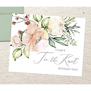 Moonrise Papery Set of 10 I Can't Tie the Knot Without You! Cards with Envelopes and Seals, Wedding Party Proposal Cards, Folded Card, Blank Inside