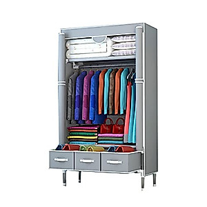 AWSAD Wardrobe Storage Large Canvas Wardrobe Clothes Storage with 3 Storage Boxes Good Bearing Capacity for Living Room, Bedroom Size: (170X90X45cm) (Size : 170X90X45cm A)
