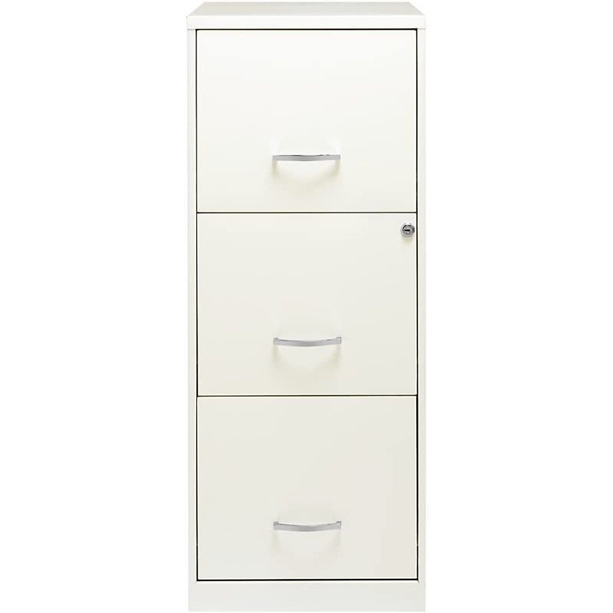 Scranton & Co 18" Deep 3 Drawer Metal Vertical File Cabinet, Letter Size, Locking, Home Office, in Pearl White