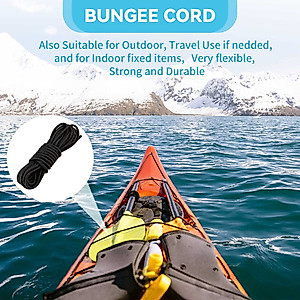 Deck Rigging Kit Accessory - 19.7 FT Bungee Cord with Deck Loops Tie Down Pad Eyes and J - Hooks and Bungee Cord Hook Screws & Rivets for Kayaks Canoes Boat