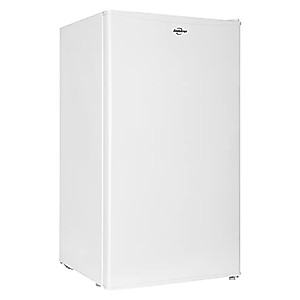 Koolatron Compact Fridge w/Freezer, 3.2 cu ft (91L), White, Space-Saving Flat Back Design, Reversible Door, Full-Width Freezer, Snacks, Beverages, Beer, Den, Dorm, Office, Rec Room, Home Bar