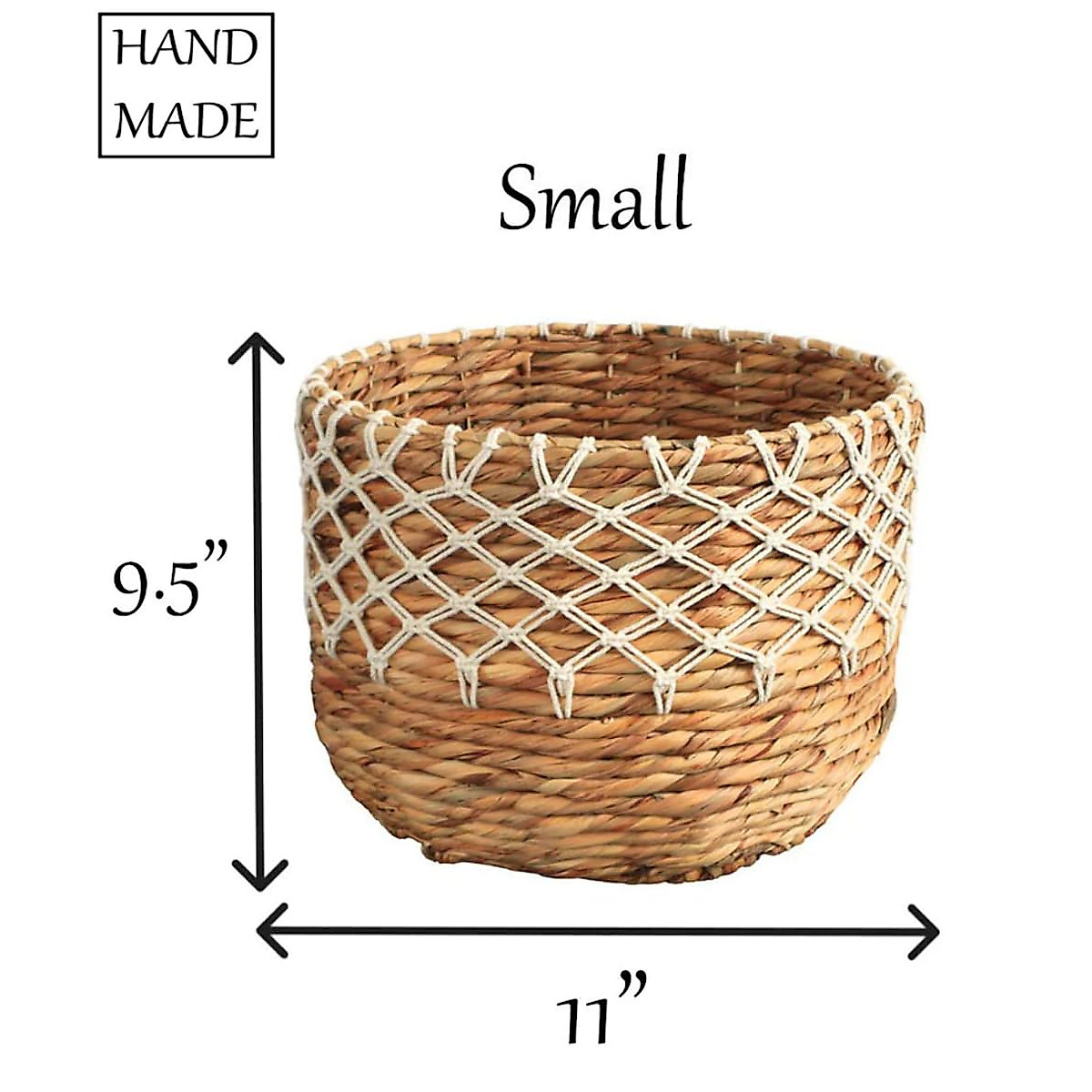 Eden Grace Handwoven Wicker Baskets, Twisted Weave with Macrame Accent - Round, Artisan Craftsmanship for Stylish Organization 1-Large