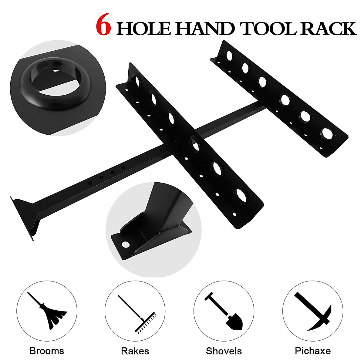 Trailer Racks for Lawn Equipment, Trailer Tool Rack Shovel Holder for Shovels, Rakes, Hoes, Landscape Hand Tool Rack for Open Trailers, Lawncare Trailer Accessories, with 6 Tool Holes&Rubber Grommets