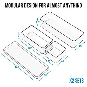 STYLIO Stackable Clear Acrylic Bathroom Drawer Organizers. Vanity Makeup Organizer. Bathroom Organization and Storage. Bathroom Storage 8 Piece Storage Drawers. Cabinet Organizer Bins Clear Containers