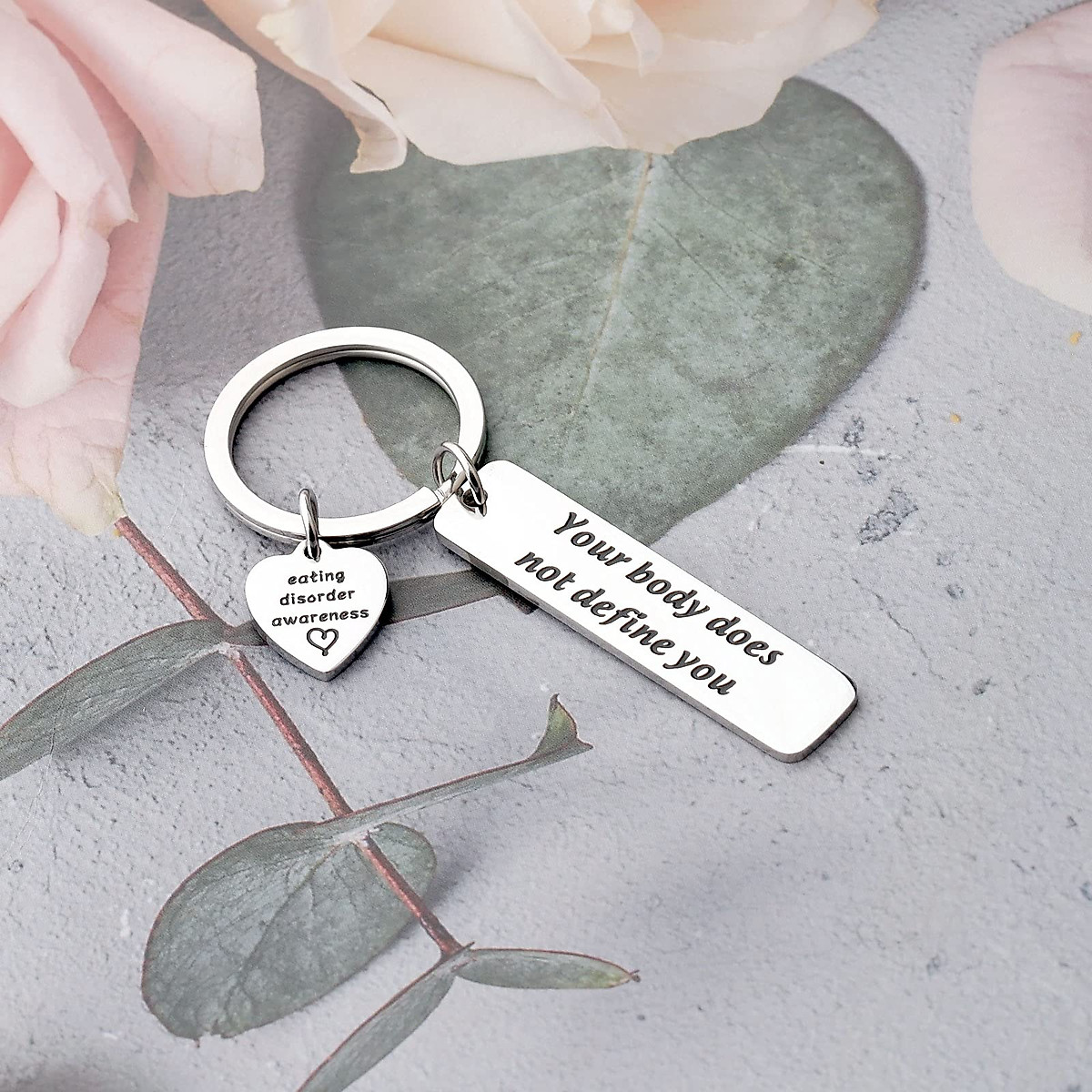 TIIMG Eating Disorder Awareness Keychain Anorexia Recovery Gifts Inspirational Gift Mental Heath Recovery (Your body eating disorder)