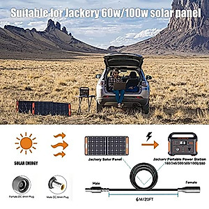 MJPOWER 20Ft Jackery Extension Cable 14AWG 6M 8mm DC Power Plug fit Between Jackery SolarSaga 100W/60W Solar Panel and Jackery Portable Power Station Explorer 1000/880/500/300/240/160 Solar Generator