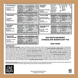 Chocolate Candy Gift Basket | Gourmet Holiday Snack Round Tin Box | Chocolates Covered Pretzels | Prime Delivery Gift for Men, Women, Birthday, Anniversary - Oh! Nuts