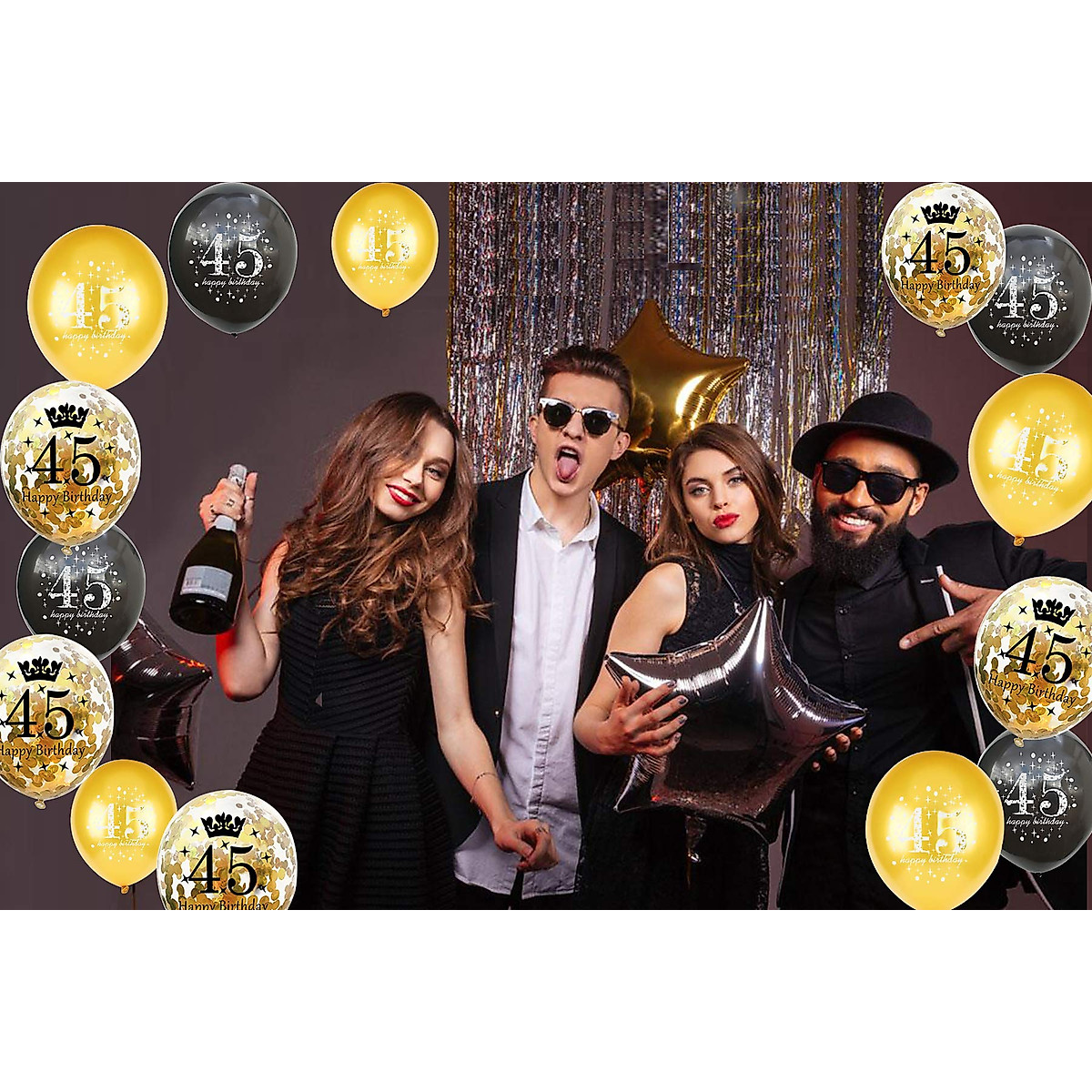 Jonhamwelbor 50th Birthday Balloons Gold and Black Party Decorations 15 Pack 12 inch Latex and Confetti Balloon Printed with Happy Birthday 50 for Women Men