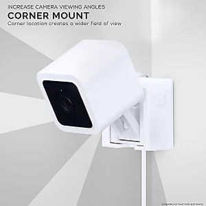 BRAINWAVZ Screwless Corner Mount for Wyze Cam v3 & v4, VHB Stick On - Easy to Install, No Tools Needed, No Mess, No Drilling, Strong Adhesive Mount, White