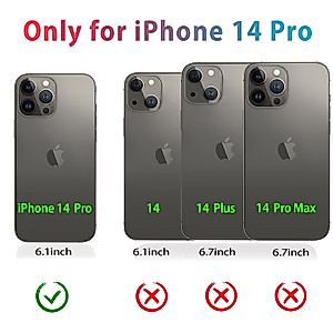 ZWWADR for iPhone 14 Pro Waterproof Case with Built-in Screen Protector Full Body Shockproof Dustproof Dirtproof Heavy Duty IP68 Waterproof Case for iPhone 14 Pro 6.1inch(Black)