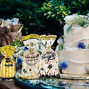 Bnsikun 100Pcs Graduation Cellophane Bag Graduation Treat Bags Candy Popcorn bags Cello Bag Party Favors Gifts Bags for Graduation Party Table Setting