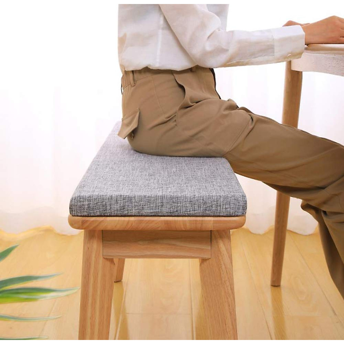 Indoor Bench Cushion with Ties, 2" Thick Memory Foam Piano Bench Cushion, Non Slip Shoe Storage Settee Cushion, Kitchen Dining Table Seat Picnic Bench Seat Pad