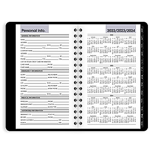 AT-A-GLANCE 2023 Weekly Planner, DayMinder, Hourly Appointment Book, 3-1/2 x 6", Pocket Size, Tabbed Telephone/Address Pages, Texture Cover, Black (G25000)