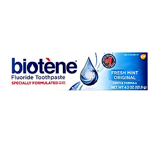 biotène Gentle Formula Fluoride Toothpaste, Fresh Mint 4.3 oz ( Pack of 3), (PPAX1366750)