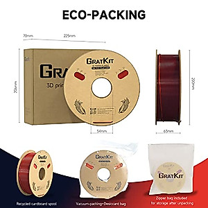 Gratkit Silk Dual Color PLA Filament, Coextrusion PLA Filament 1.75mm, -0.03mm, 1KG/Roll, Silk PLA Black & Red