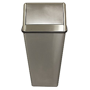 Witt Industries 1411HTSS Stainless Steel 21-Gallon Waste Watcher Hamper and Swing Top Receptacle, Square, 15" Width x 15" Depth x 38" Height, Silver