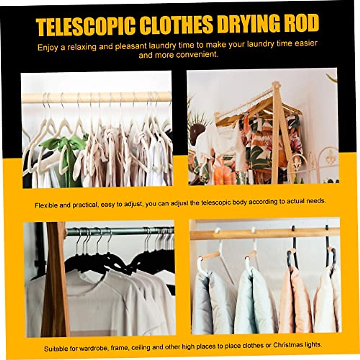 Cabilock Stitching Clothes Rail Outdoor Clothes Drying Rack Heavy Duty Outdoor Flowers Adjustable Stand Disc Golf Retriever Clothes Reaching Stick Dressing Stick for Elderly White Shot