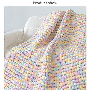 4 Balls Pomp-A-Doodle Yarn,100% Polyester Jelly Bean POM-POM Ball Yarn for Crochet Knitting Blanket Mat Pet Nest 600g (Gorgeous Grape)