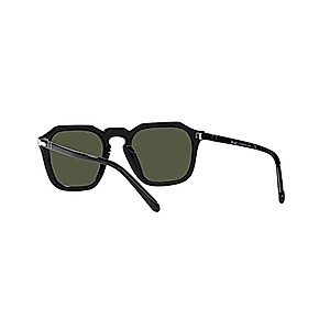 Persol PO3292S Square Sunglasses, Black/Green, 50 mm