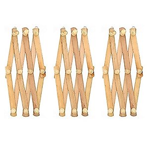 Home Aide Expandable Hook Wood Wall Peg Rack Wooden Expanding Accordian Style Lot of 3