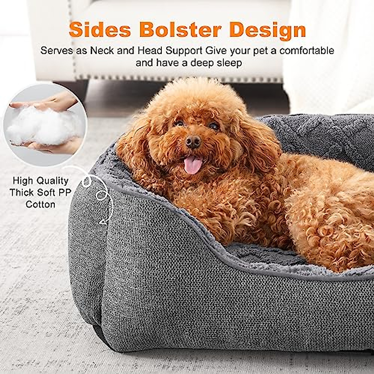 SHU UFANRO Small Dog Bed for Small Size Dogs, Washable Rectangle Durable Puppy Bed, Orthopedic Dog Sofa Bed, Soft Breathable Sleeping Pet Cuddler Beds for Indoor with Anti-Slip Bottom, Grey