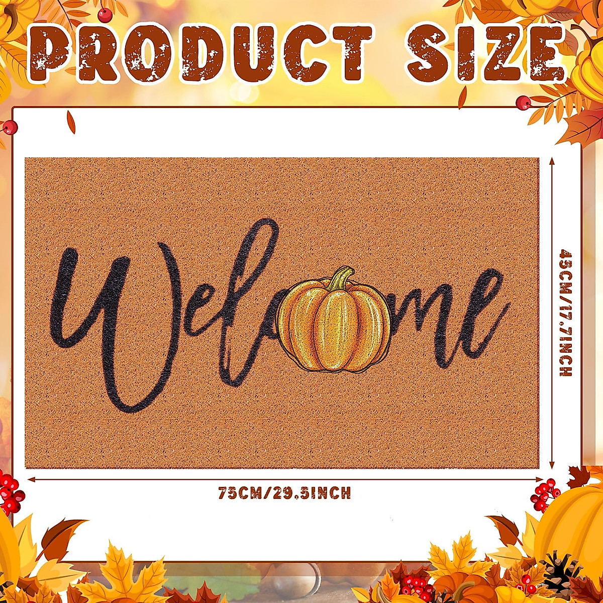 Welcome Doormat Imitation Coir Mats Outdoor 18 x 30 Inch Non Slip Coir Door Mats Fall Pumpkin Graduation Welcome Outdoor Mat for Entrance Indoor Front Door(Pumpkin)