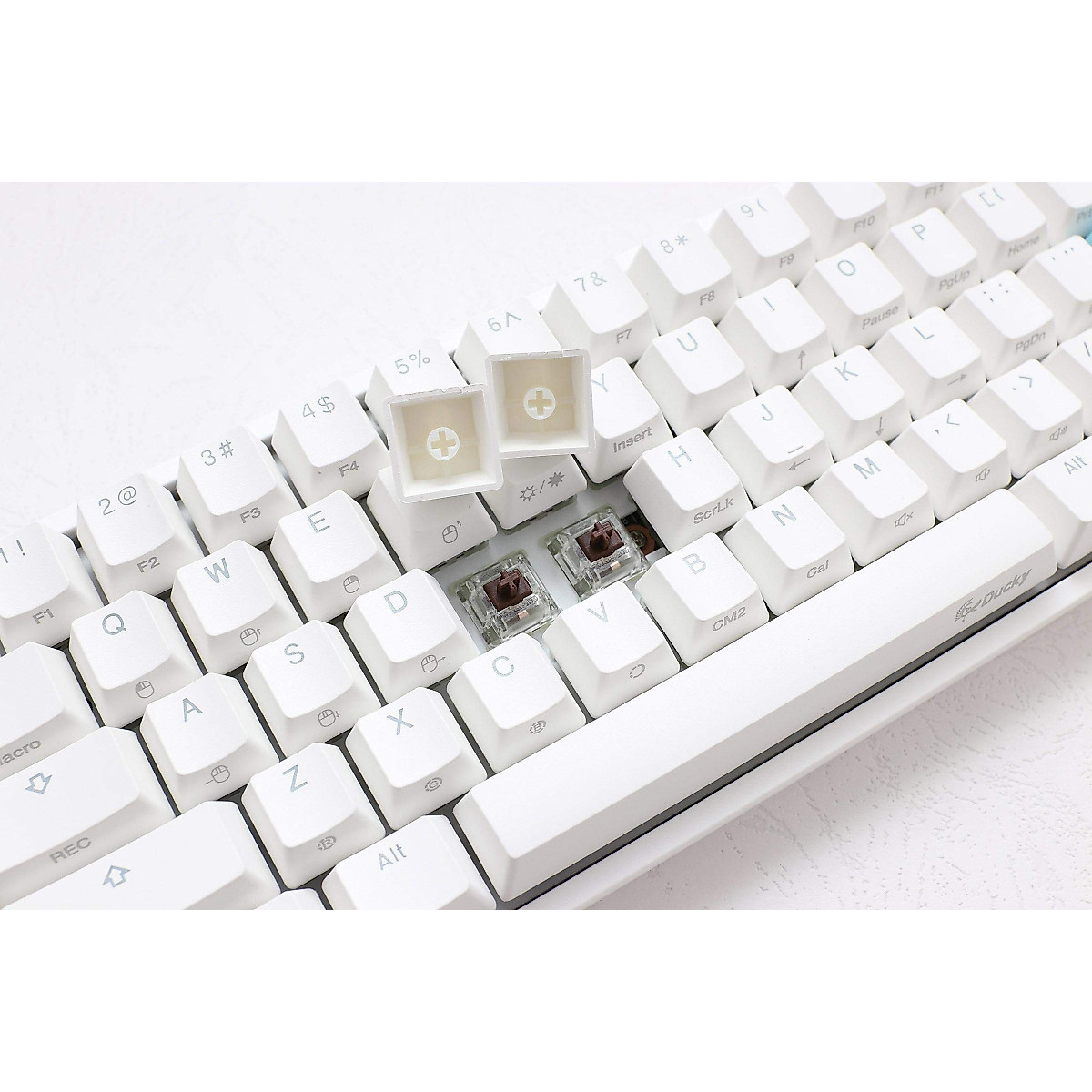 Ducky One 2 Mini Pure White - RGB LED 60% Double Shot PBT Mechanical Keyboard (Kailh Speed Pro Burgundy)