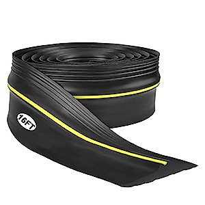 Universal Garage Door Bottom Threshold Seal DIY Weather Stripping,Weatherproof Floor Rubber Replacement (16 Ft)