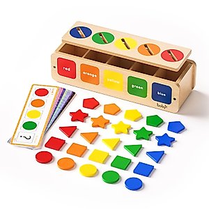Boby Montessori Sorting Toys for Toddlers 1-3 Year Old, Wooden Color & Shape Sorter Box for Boy Girl Kids Birthday Gifts, Toddler Sensory Learning & Education Toys Age 1-2-3-4 Baby 12-18 Months