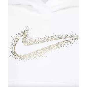 Nike Little Girls Fleece Hoodie (as1, numeric, numeric_4, regular, White)