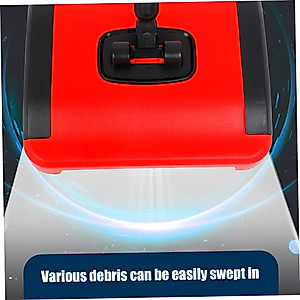 BEAHING Carpet Sweeper Manual 3 Rolling Brushes Floor Sweeper Carpet Brush with Wheels and Large Waste Bin 43inch Detachable Carpet Cleaner for Pet Hair Dust Debris, Carpet Brush