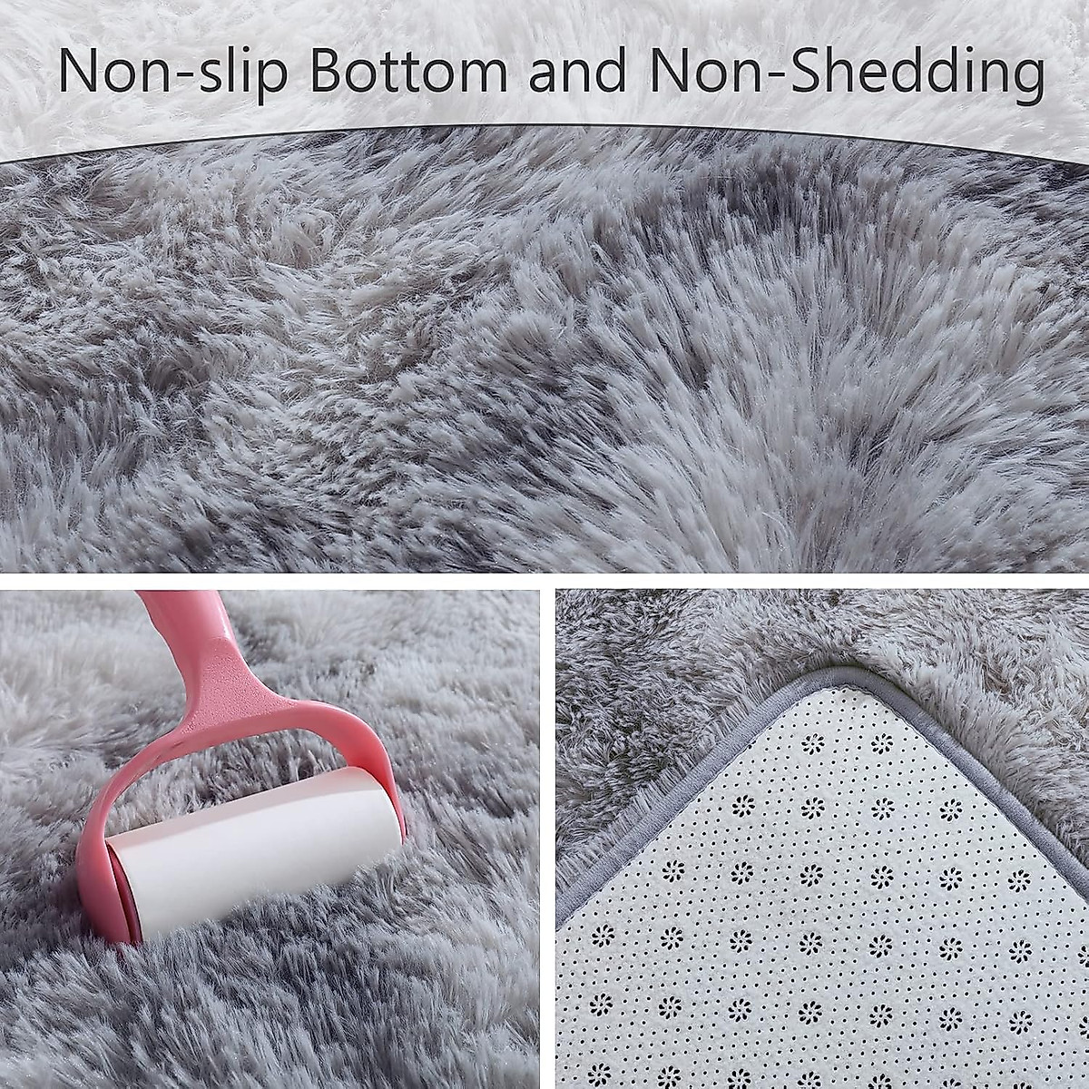 AROGAN 2x6 Feet Soft Runner Rugs for Bedroom Plush Fluffy Rug, Shag Furry Area Rug Carpet Non Shedding for Nursery Children Kids Girls Room Home Hallways Decorative, Grey and White