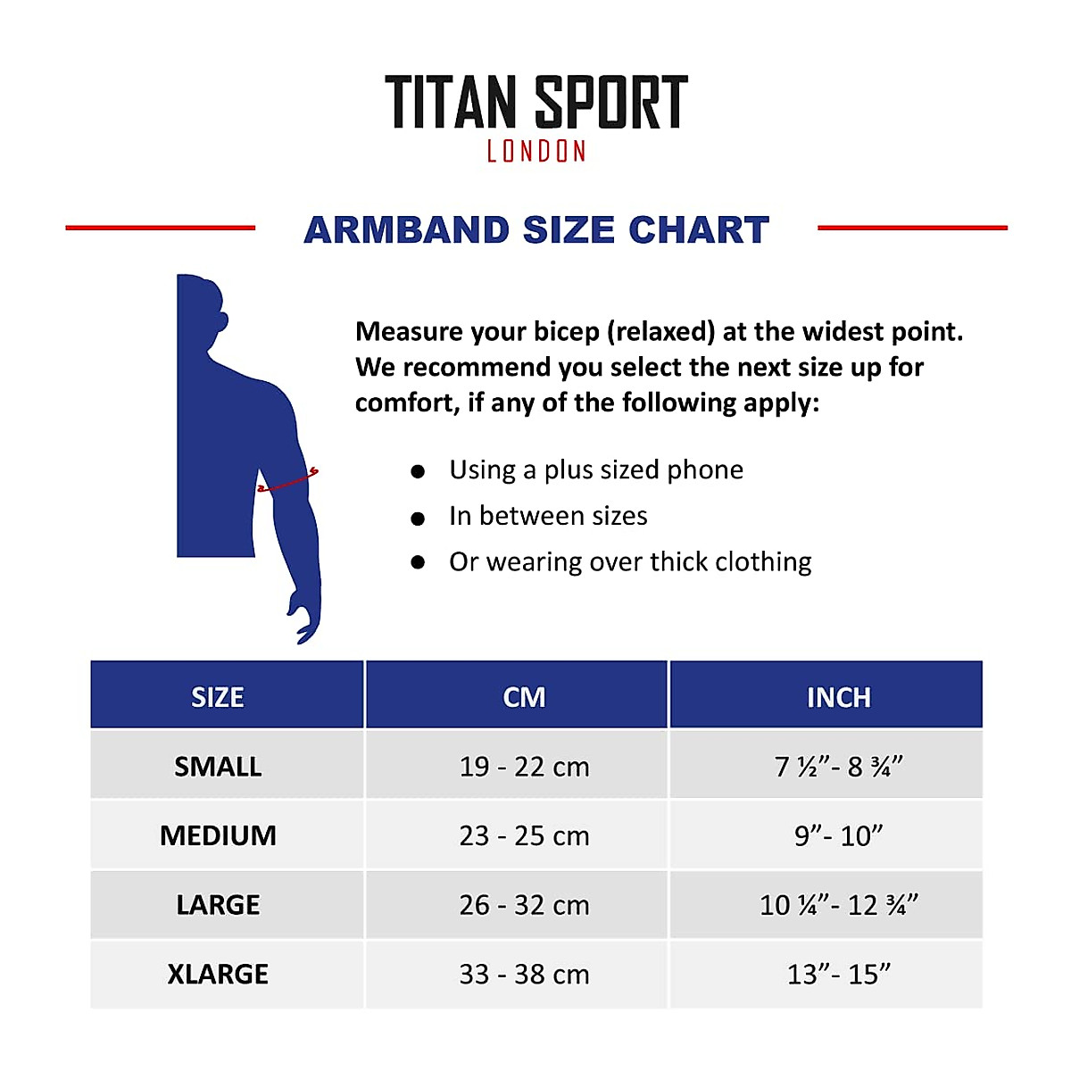 Titan Sport Cell Phone Holder for Running - Universal Arm Bands for Walking/Workout/Gym, Exercise Sleeve Strap Band for Adult Women & Men, Fits All Devices Up to 7", iPhone SE/X/5/6/7/8/11/12 (Medium)