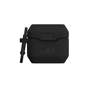 URBAN ARMOR GEAR UAG Designed for AirPod Case Black (3rd Generation 2021) Durable Protective Soft-Touch Silicone with Detachable Carabiner, Standard Issue Series