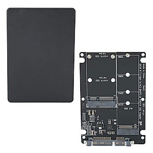 ASHATA Hard Disk Box Black ABS SSD 2 in 1 M.2 B-Key MSATA to SATA 3.0 Computer Accessories