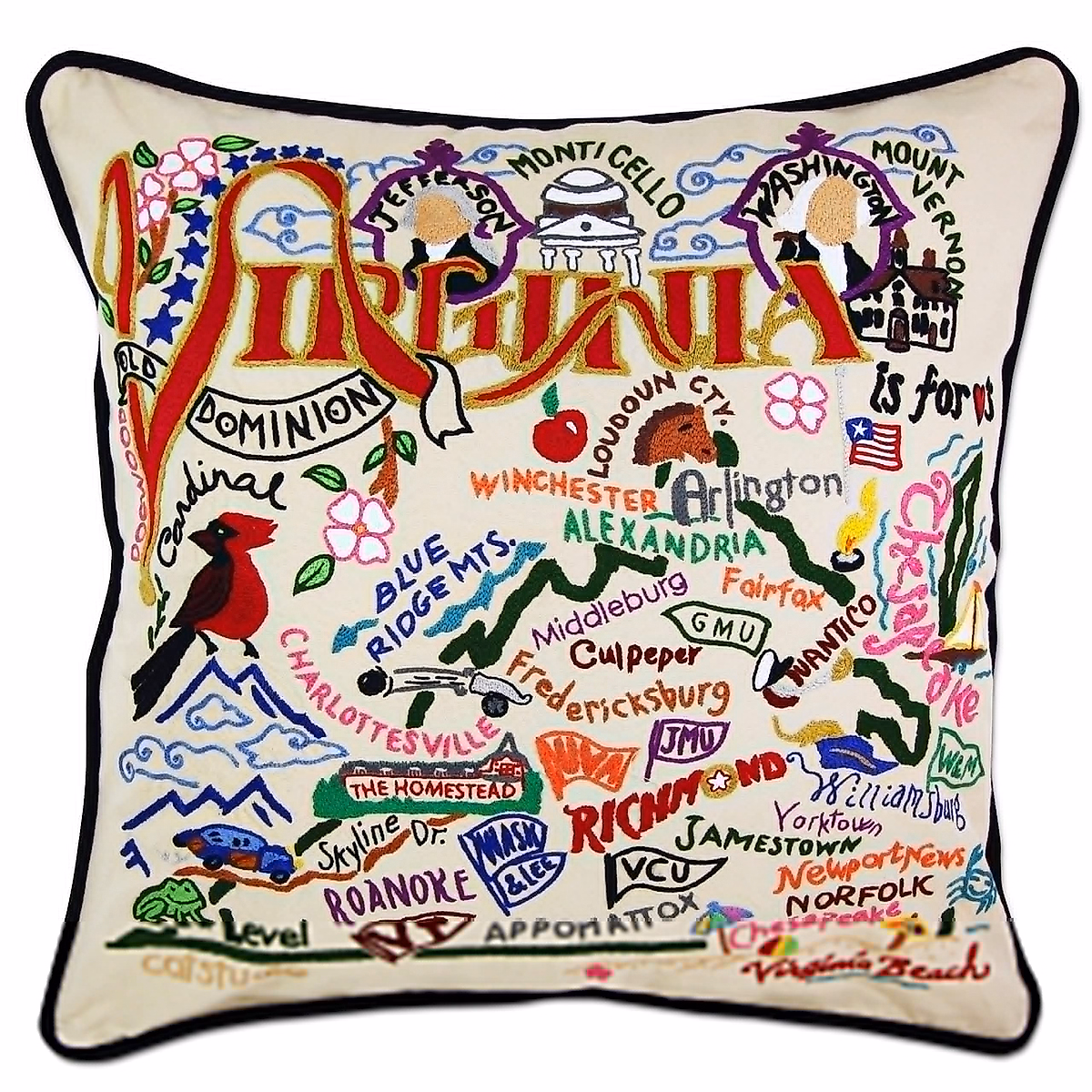 Catstudio Virginia Embroidered Decorative Throw Pillow