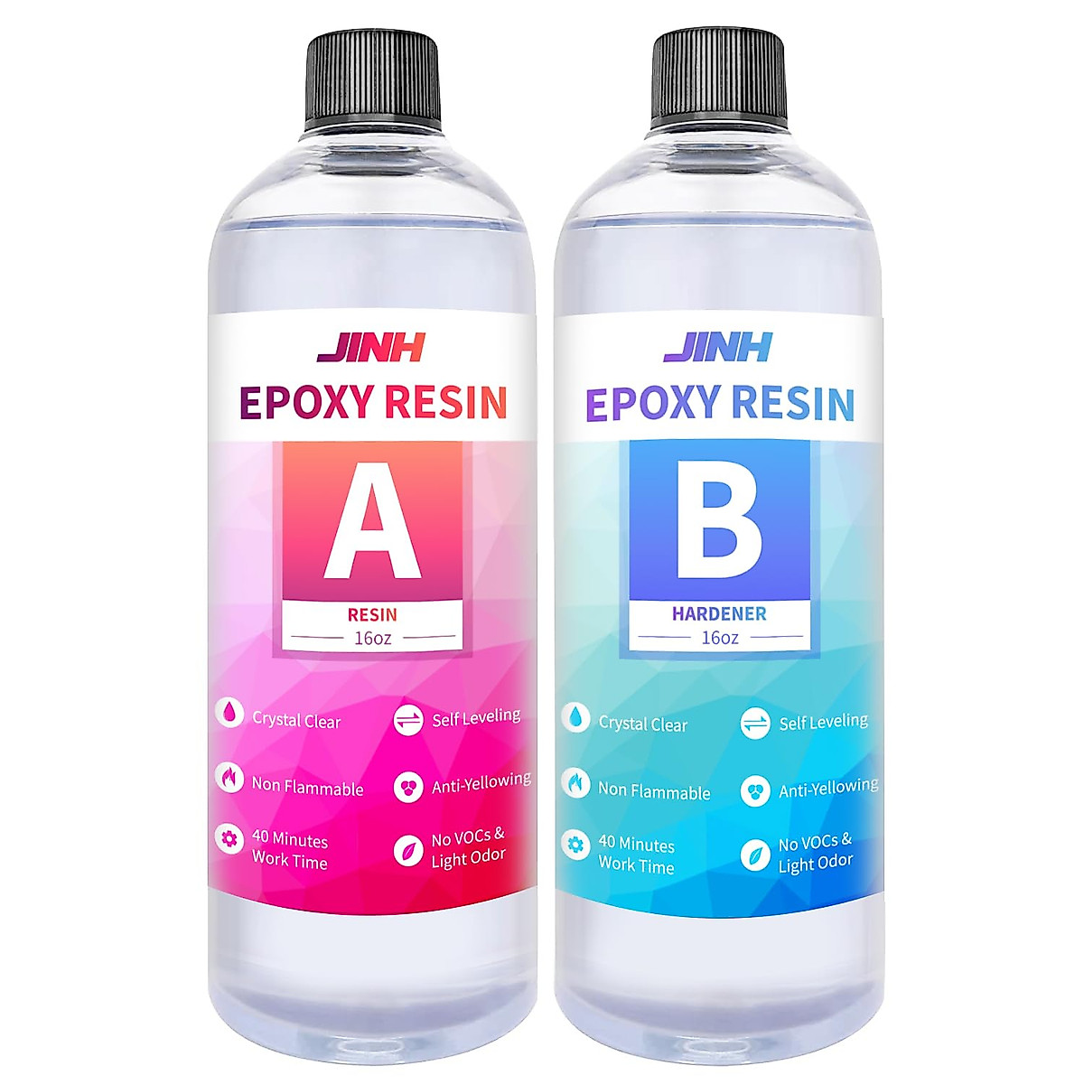 Epoxy Resin 32 oz, Crystal Clear Epoxy Resin Non Yellowing, Self Leveling with High Gloss, UV & Heat Resistant, Clear Resin Set for Jewelry Making, Art, Craft, River Tables, Beginner Friendly
