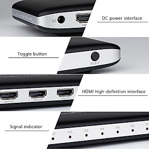 Univivi 7 Port HDMI Switch Version 2.0 4K@60Hz HDMI Switcher Support HDR & HDCP 2.2, Full HD/3D with IR Wireless Remote Control and Power Adapter