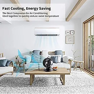 Kapoo Table Fan Air Circulator with Remote, Blade 8", 6 Speeds 4 Wind Modes, Horizontal Vertical Oscillating, Replace Floor Table Tower Fan b16,Black,GS-XXG037